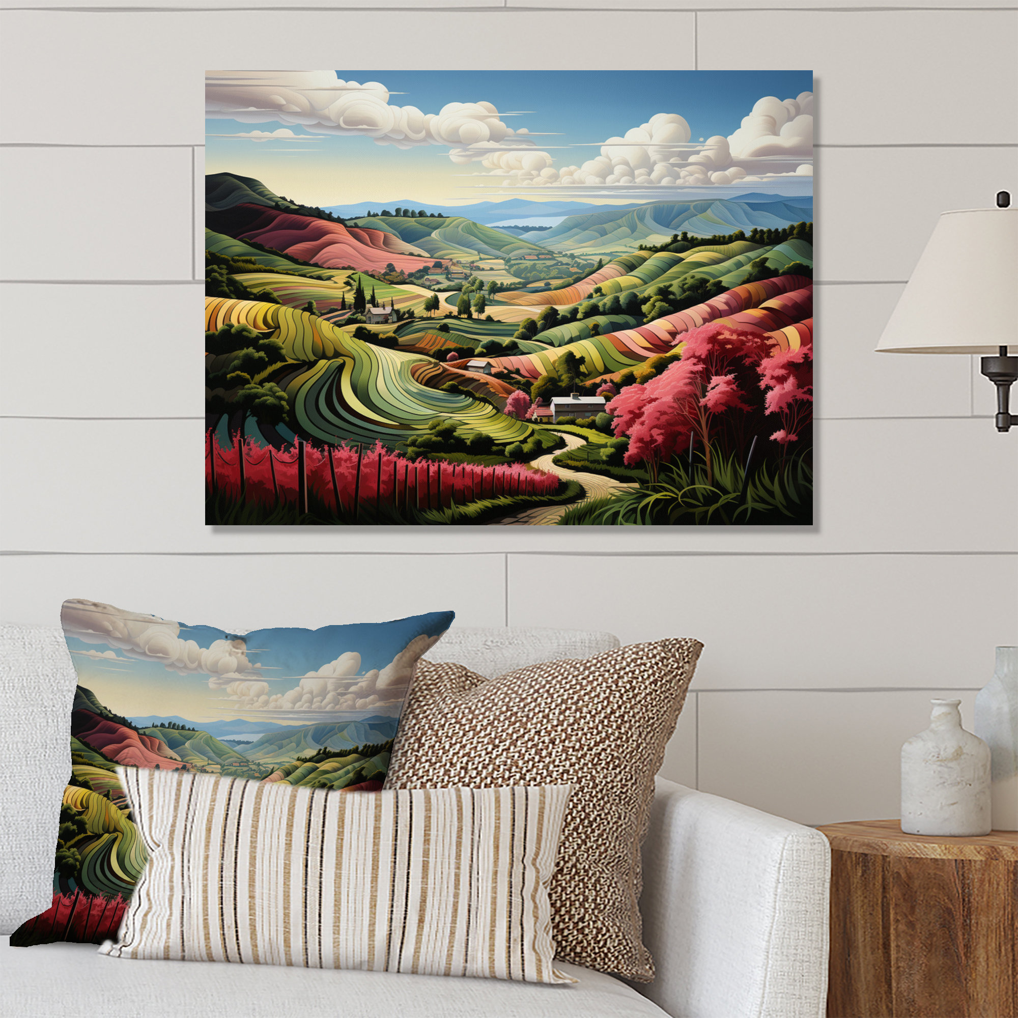 Loon Peak® Green Pink Vineyard Rows of Ruby - Print on Metal | Wayfair
